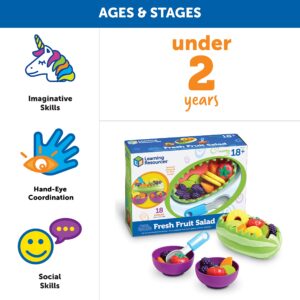 Learning Resources New Sprouts Fresh Fruit Salad Set - 18 Pieces, Ages 18+ Months Pretend Play Food for Toddlers, Preschool Learning Toys, Kitchen Play Toys for Kids