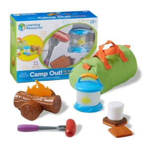 learning resources new sprouts camp out! my very own camping set - 11 pieces, ages 18+ months toddler camping toys, outdoor toys, camp out play set for kids, camping for preschoolers