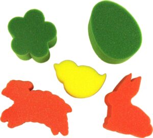 sponge painting stamper shapes - easter theme - pack of 5 shapes - children's arts and crafts