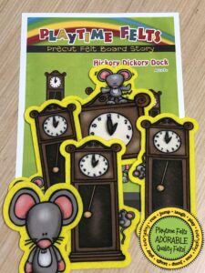 hickory dickory dock nursery rhyme felt figures | 5 adorable felt board pieces for flannel board teaching | perfect for toddlers, preschool and kindergarten - reusable felt board stories