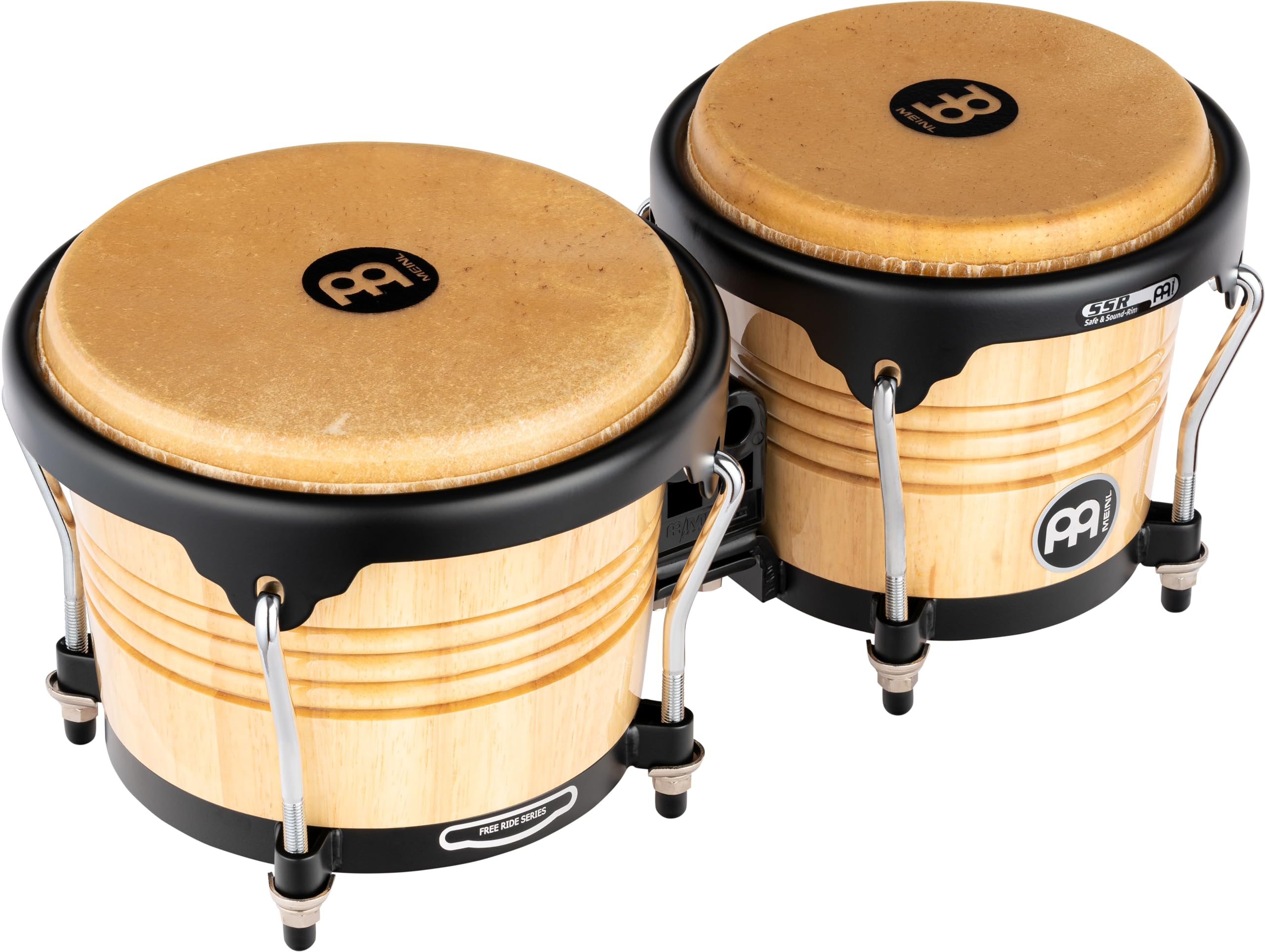 Meinl Percussion Bongos Hand Drum Set 6.75" and 8" with Hardwood Shells and Tuning Key — NOT Made in China — Marathon Series, 2-Year Warranty (FWB190NT)