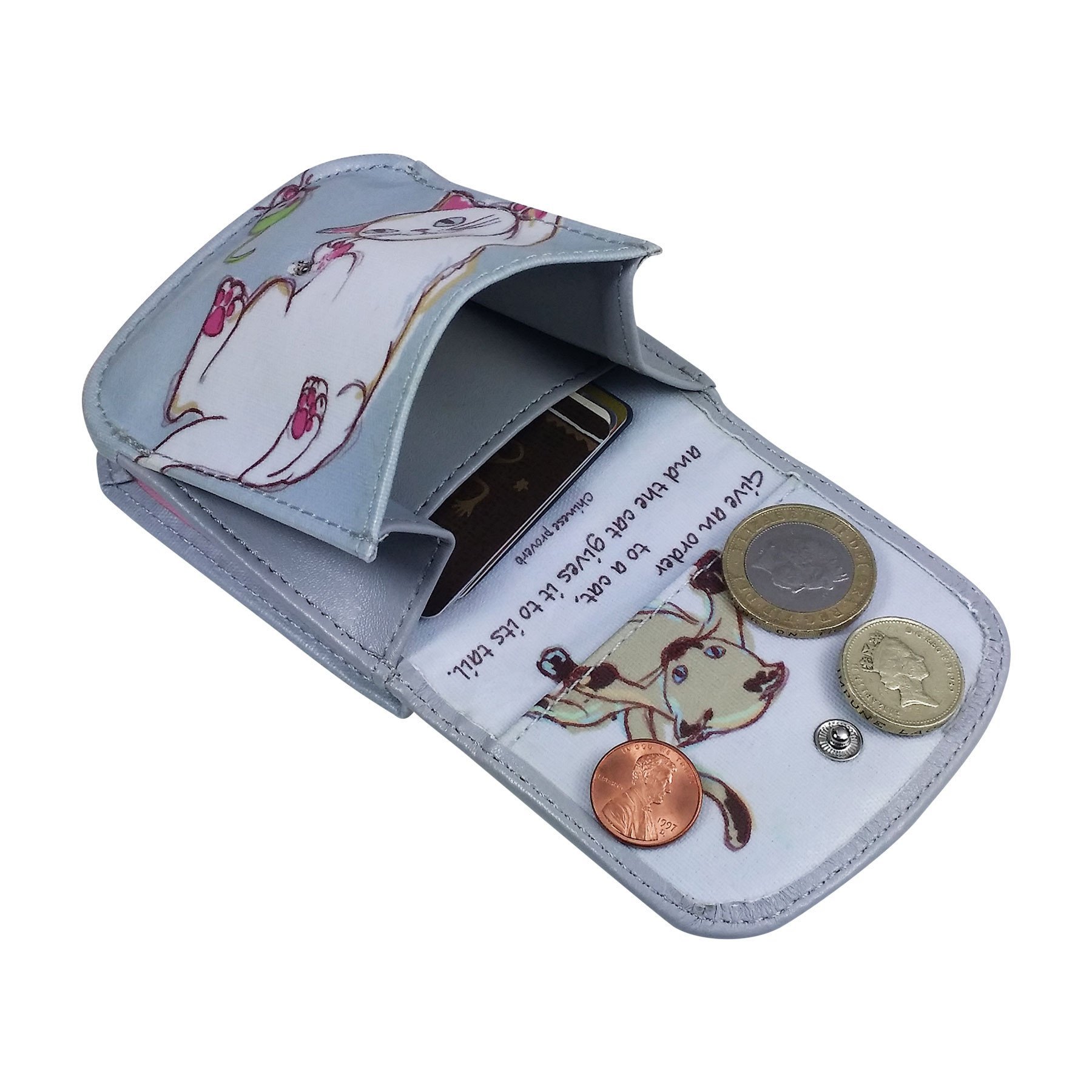 Taxi Wallet® - TW94-CATS - Soft Faux Pleather - Compact, Front Pocket Folding Wallet - For Cards, Coins, Bills, ID (Men & Women)