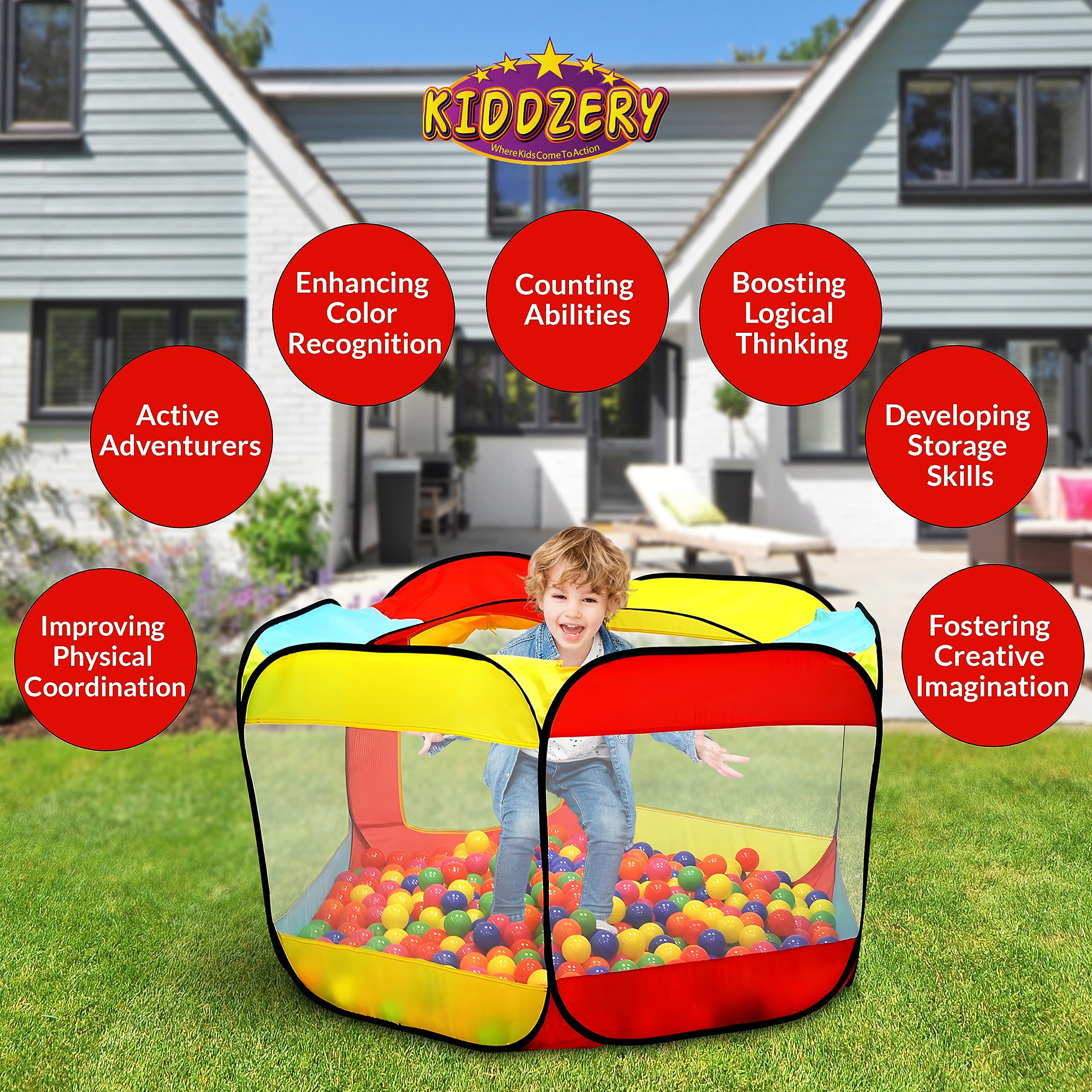 Kids Ball Pit Large Pop Up Ball Pit Tent for Toddlers - Indoor & Outdoor Gift Toys for Infants Girls & Boys, Baby Playpen with Zipper Storage Bag, Ball Pit Balls Not Included