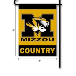 BSI PRODUCTS, INC. - Missouri Tigers 2-Sided Country Garden Flag & Plastic Pole with Suction Cups - MU Football Pride - Durable for Indoor and Outdoor Use - Great Fan Gift Idea - Country