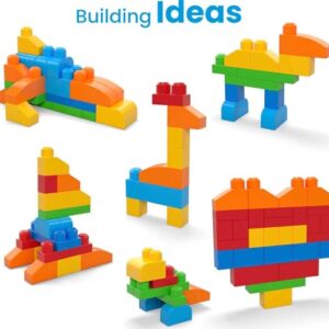 MEGA BLOKS First Builders Toddler Blocks Toys Set, Deluxe Building Bag with 150 Pieces and Storage, Blue, Ages 1+ Years