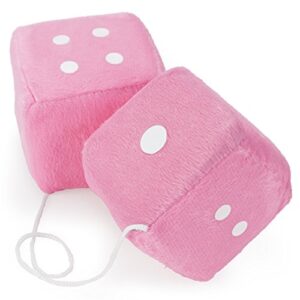 pair of 3" hanging fuzzy dice by pudgy pedro’s party supplies (pink)