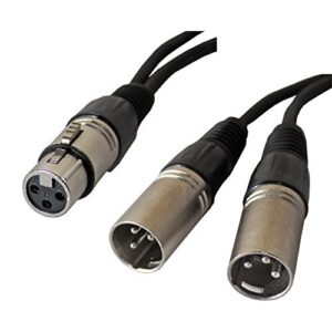 xlr y cable splitter: 3 pin, black (6 inches, 1 female to 2 male)