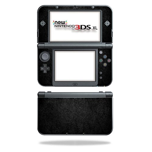 MightySkins Skin Compatible with Nintendo 3DS XL (2015) - Black Leather | Protective, Durable, and Unique Vinyl Decal wrap Cover | Easy to Apply, Remove, and Change Styles | Made in The USA