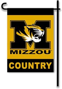 bsi products, inc. - missouri tigers 2-sided country garden flag & plastic pole with suction cups - mu football pride - durable for indoor and outdoor use - great fan gift idea - country