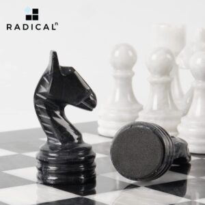 Radicaln Marble Chess Figures 3.5'' Inches Black and White Handmade Figures for Chess Board Game - Marble Chess Set, Family Chess Game, Checker Board Game for Adults