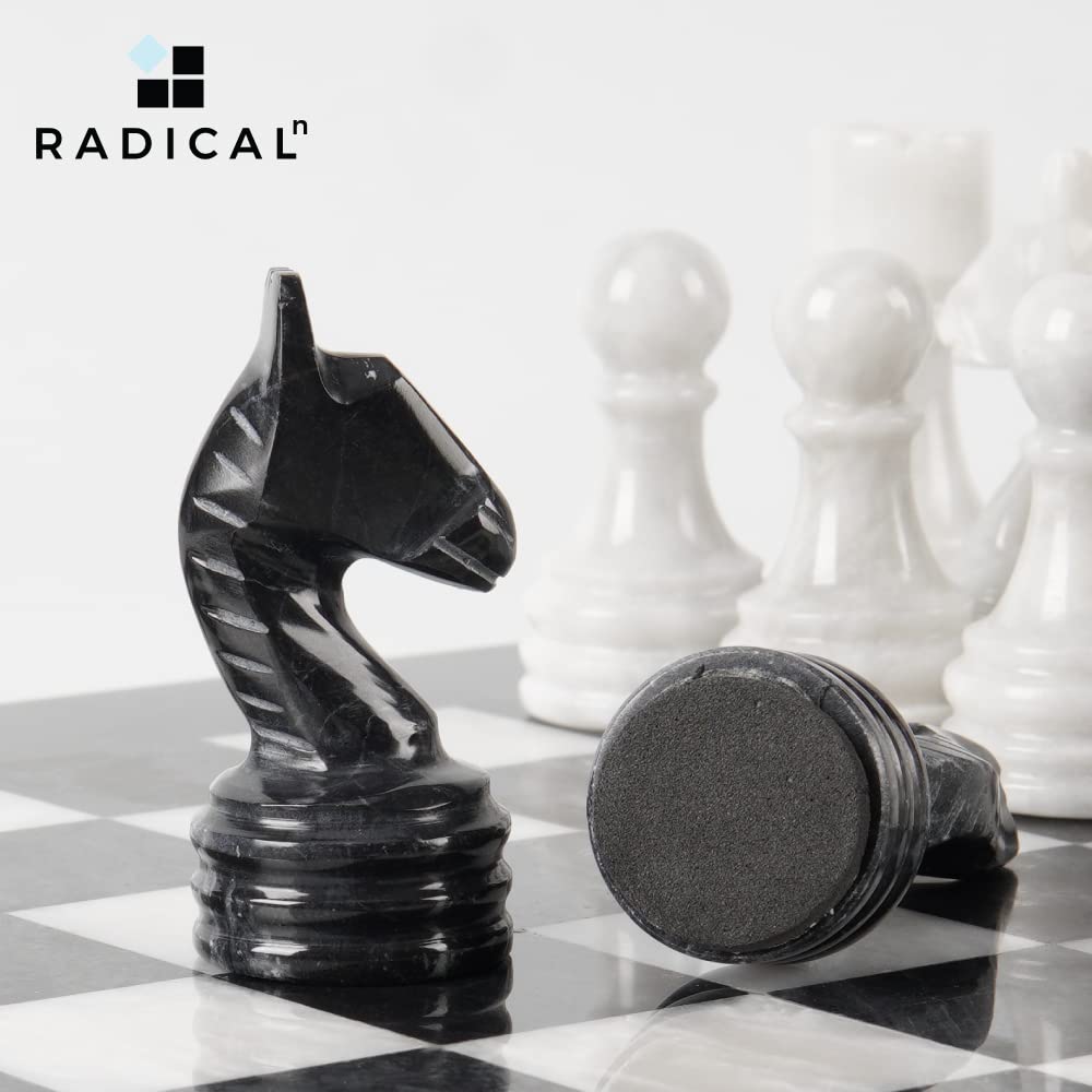 Radicaln Marble Chess Figures 3.5'' Inches Black and White Handmade Figures for Chess Board Game - Marble Chess Set, Family Chess Game, Checker Board Game for Adults