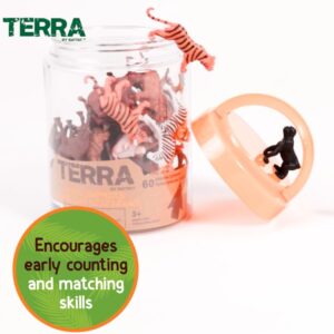 Terra by Battat – 60 Pcs Wild Creatures Tube – Realistic Mini Animal Figurines – Lion, Hippo, Tiger, Bear & More Safari Animals – Plastic Educational Toys for Kids and Toddlers 3 Years +