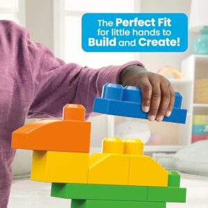 MEGA BLOKS First Builders Toddler Blocks Toys Set, Deluxe Building Bag with 150 Pieces and Storage, Blue, Ages 1+ Years