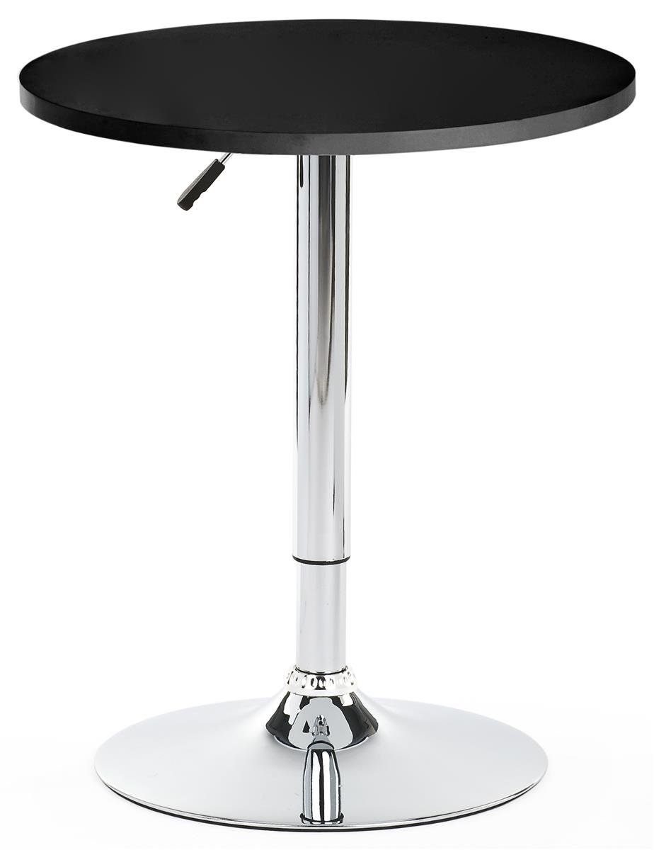 Displays2go Modern Hydraulic Bar Table, 23.5 Inch Round, Aluminum/Wood, Adjustable Height – Black (BRTBLA1B)