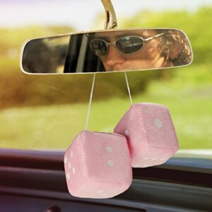 Pair of 3" Hanging Fuzzy Dice by Pudgy Pedro’s Party Supplies (Pink)