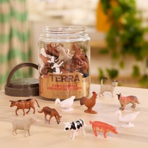 Terra by Battat – Toy Farm Animals Tube – 60 Mini Figures in 12 Realistic Designs – Barnyard Animals in Storage Tube – Cow, Pig, Goat, Sheep & More – Farm Animals – 3 Years +