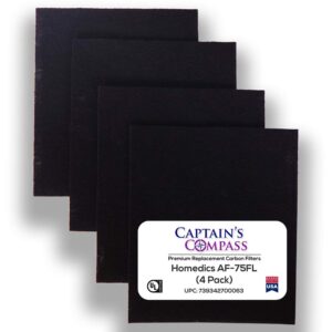 captain's compass (4-pack) carbon pre-filter for homedics af-75fl, made in usa