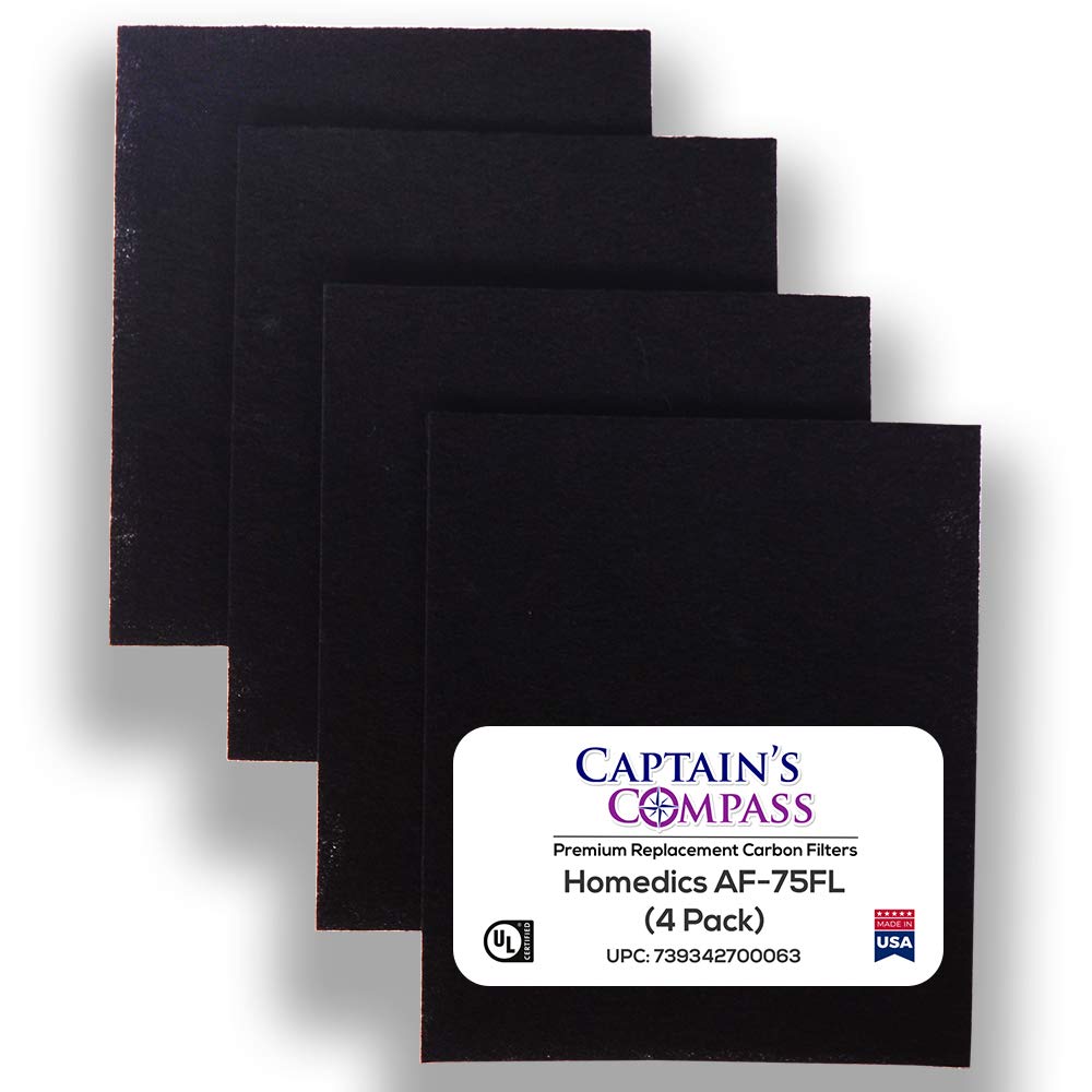 CAPTAIN'S COMPASS (4-Pack) Carbon Pre-Filter for Homedics AF-75FL, Made in USA