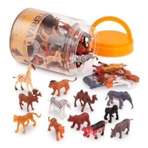 terra by battat – 60 pcs wild creatures tube – realistic mini animal figurines – lion, hippo, tiger, bear & more safari animals – plastic educational toys for kids and toddlers 3 years +