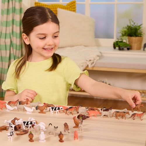 Terra by Battat – Toy Farm Animals Tube – 60 Mini Figures in 12 Realistic Designs – Barnyard Animals in Storage Tube – Cow, Pig, Goat, Sheep & More – Farm Animals – 3 Years +