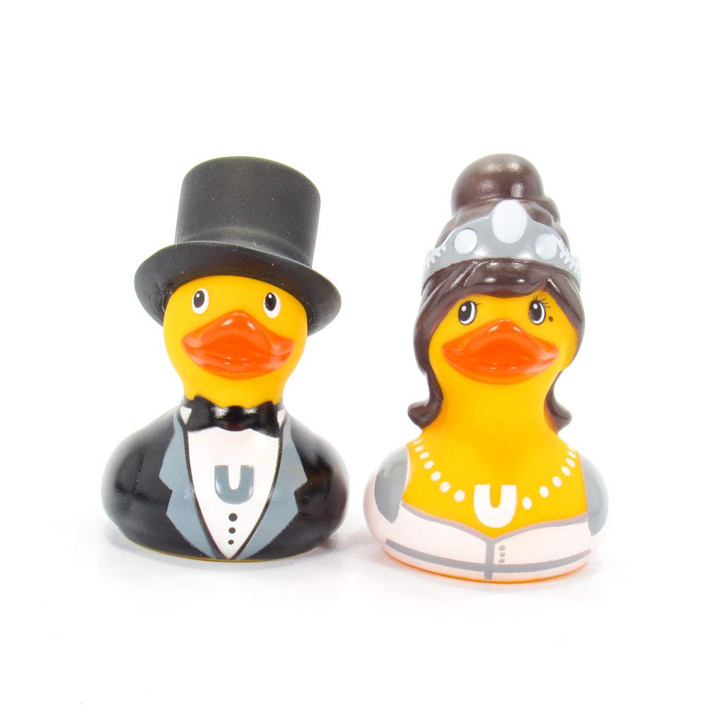 Bride & Groom Rubber Duck (Mini) Set Bath Toy by Bud Duck | Elegant Gift Packaging I do! | Child Safe | Collectable