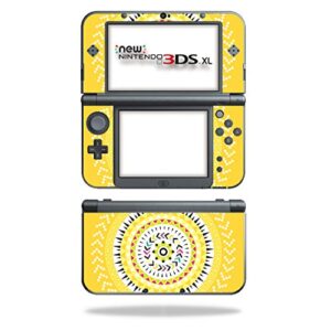 mightyskins skin compatible with new nintendo 3ds xl (2015) cover wrap sticker skins yellow aztec