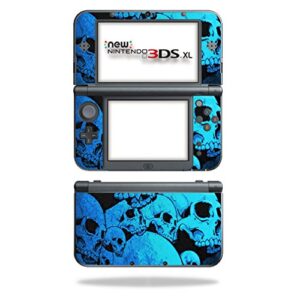 mightyskins skin compatible with nintendo 3ds xl (2015) - blue skulls | protective, durable, and unique vinyl decal wrap cover | easy to apply, remove, and change styles | made in the usa