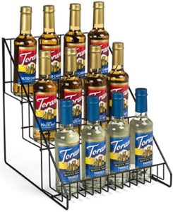 displays2go set of 2 wire store fixtures, countertop retail display rack, 3 tiers, open shelf (black steel)