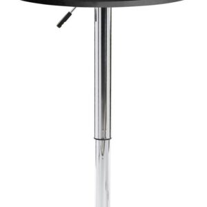 Displays2go Modern Hydraulic Bar Table, 23.5 Inch Round, Aluminum/Wood, Adjustable Height – Black (BRTBLA1B)