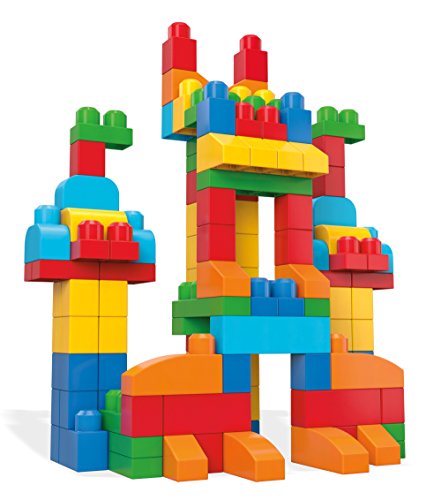 MEGA BLOKS First Builders Toddler Blocks Toys Set, Deluxe Building Bag with 150 Pieces and Storage, Blue, Ages 1+ Years