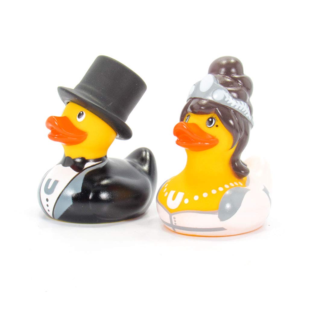 Bride & Groom Rubber Duck (Mini) Set Bath Toy by Bud Duck | Elegant Gift Packaging I do! | Child Safe | Collectable