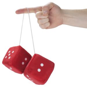 Pair of 3" Hanging Fuzzy Dice by Pudgy Pedro’s Party Supplies (Red)