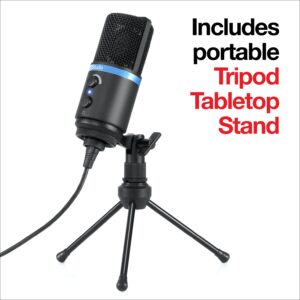 IK Multimedia iRig Mic Studio Compact Digital Recording 1" Capsule Condenser Microphone, 24-bit 48Khz converters, Headphone Output and Tabletop Stand for iPhone, iPad, Android, Mac PC