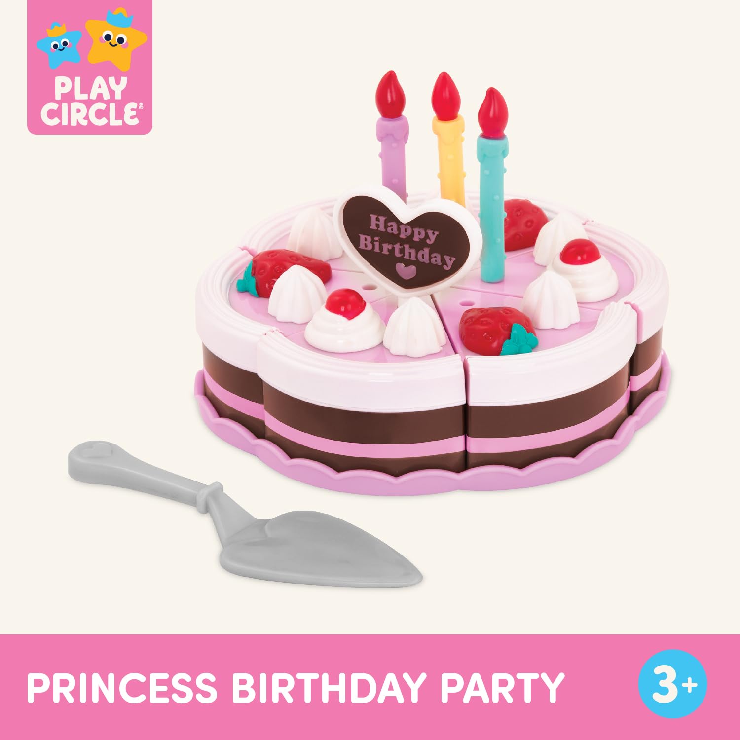 Battat- Play Circle- Birthday Cake – Toy Food – Plates & Candles Accessories- Pretend Play- Princess Birthday Party- 3 years + (24 Pcs)