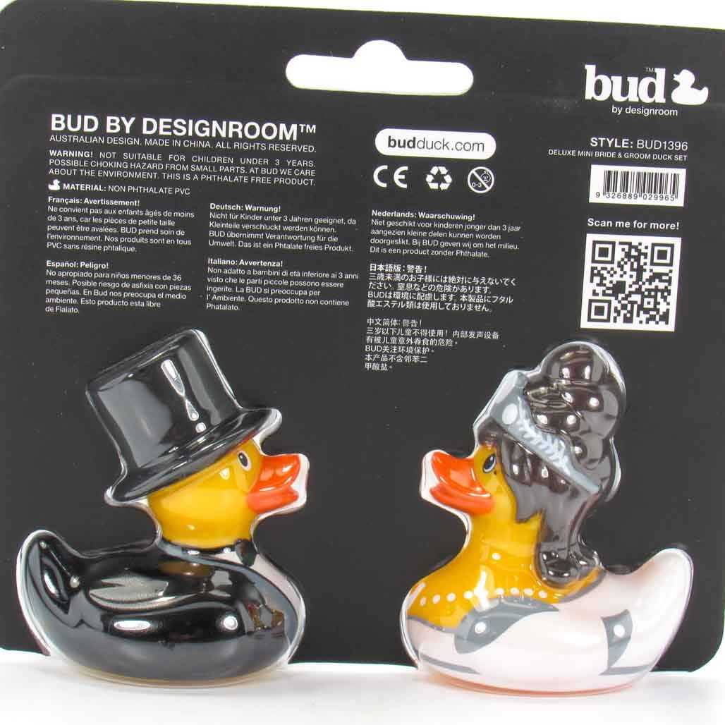 Bride & Groom Rubber Duck (Mini) Set Bath Toy by Bud Duck | Elegant Gift Packaging I do! | Child Safe | Collectable