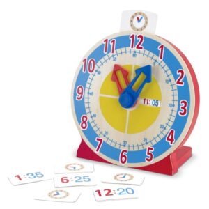 Turn & Tell Clock + 1 Melissa & Doug Scratch Art Mini-Pad Bundle (42840)