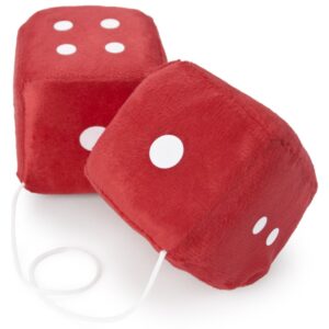 pair of 3" hanging fuzzy dice by pudgy pedro’s party supplies (red)