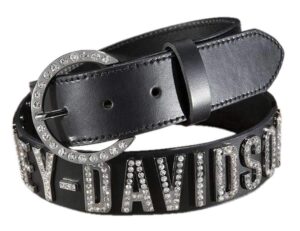 harley-davidson women's belt, crystal h-d font, black leather hdwbt10627 (l)