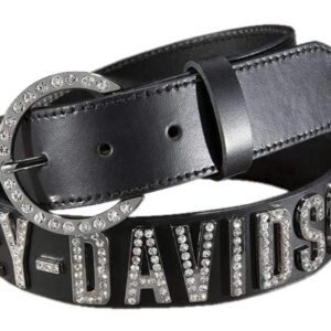 Harley-Davidson Women's Belt, Crystal H-D Font, Black Leather HDWBT10627 (L)