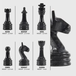 Radicaln Marble Chess Pieces Black and Coral 3.5 Inch King Figures Handmade 32 Chess Figures - Suitable for 16-20 Inch Chess Game - Board Games