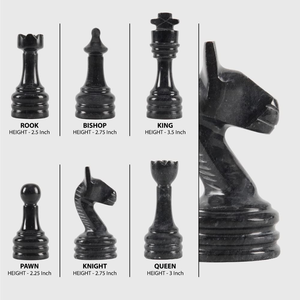 Radicaln Marble Chess Figures 3.5'' Inches Black and White Handmade Figures for Chess Board Game - Marble Chess Set, Family Chess Game, Checker Board Game for Adults