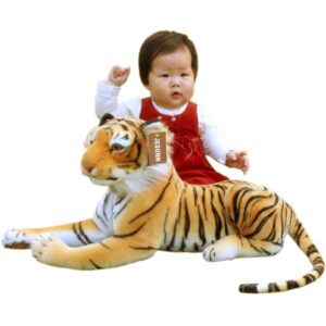 JESONN Realistic Big Stuffed Animals Tiger Plush Cat Toys 23.6 Inch (Brown)