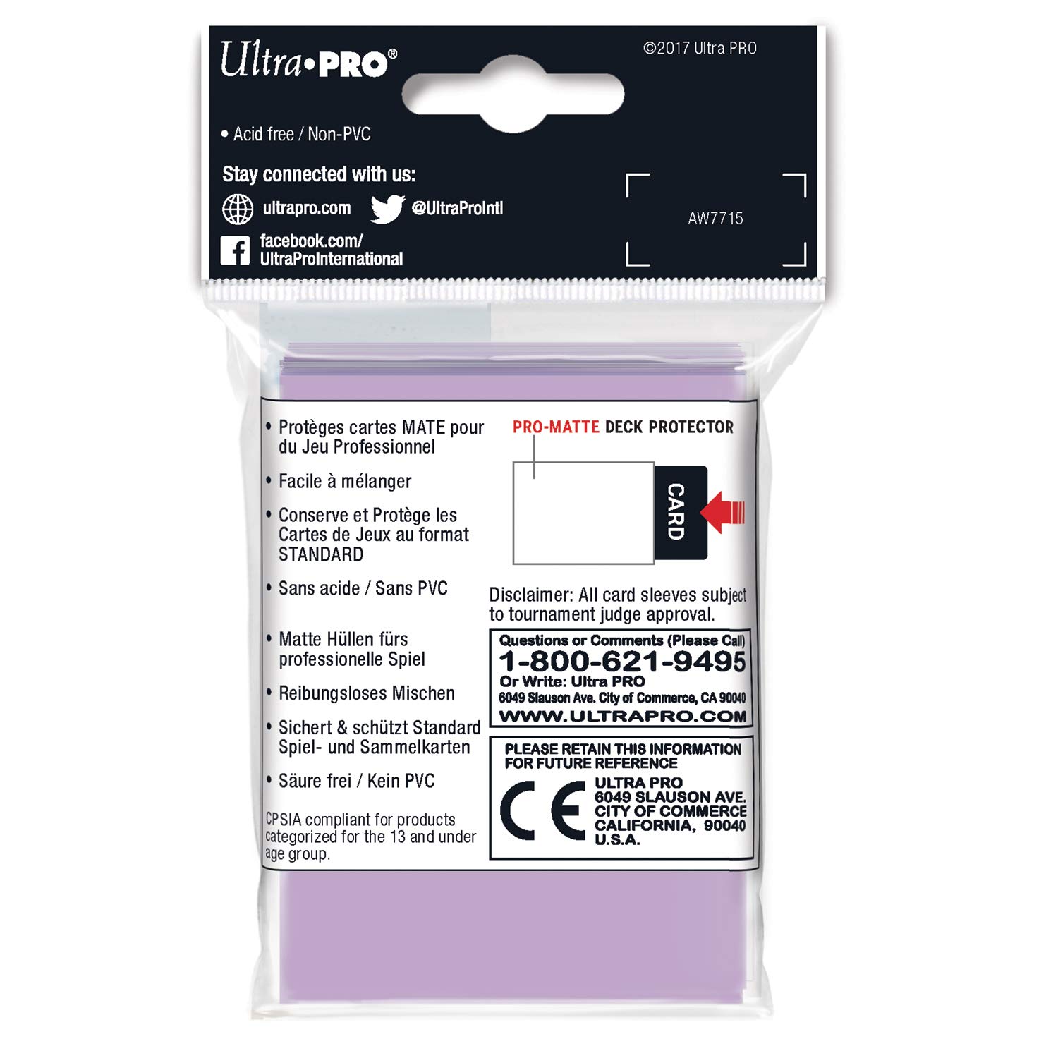 Ultra Pro Sleeves Pro-Matte D12 Card Game (Lilac)