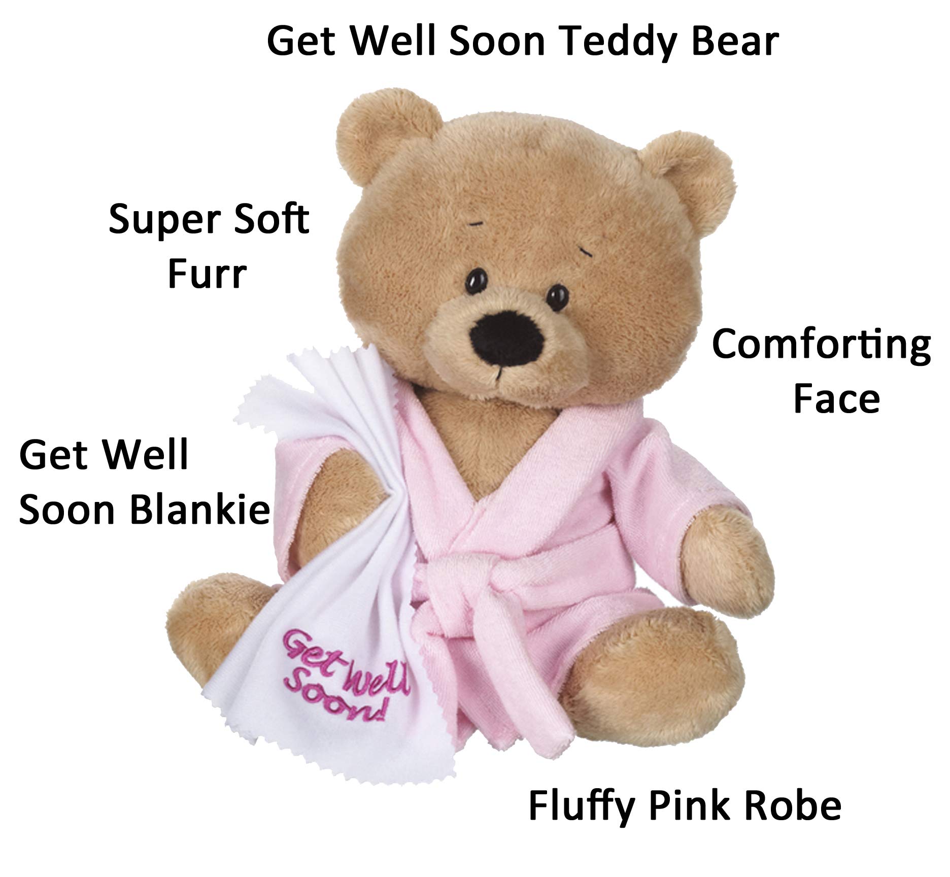 Ganz 10.5" Get Well Teddy with Pink Robe Plush