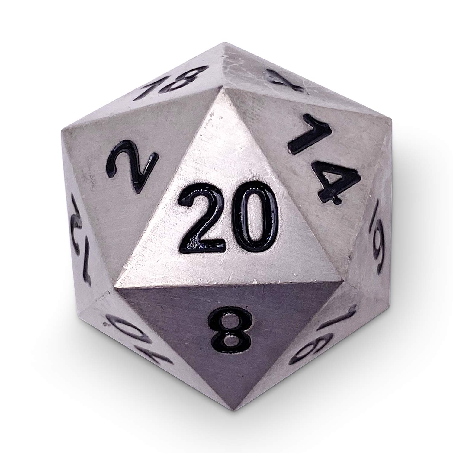 45mm Full Metal D20 Norse Foundry Aged Mithiral - The Boulder RPG D&D Polyhedral Dice