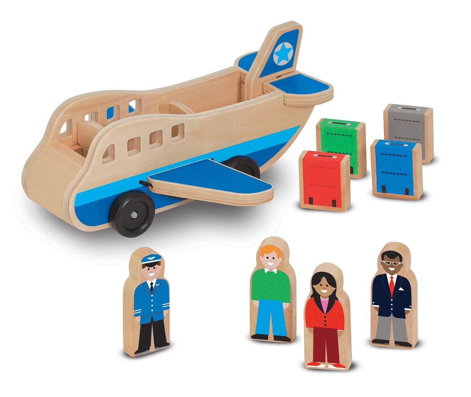 Melissa & Doug Wooden Airplane Classic Toy + Free Scratch Art Mini-Pad Bundle [93941]