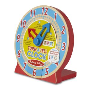 Turn & Tell Clock + 1 Melissa & Doug Scratch Art Mini-Pad Bundle (42840)