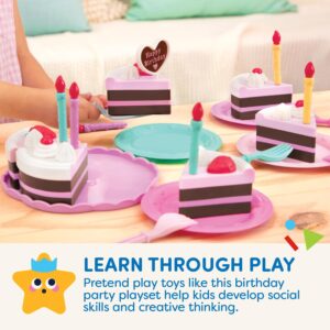 Battat- Play Circle- Birthday Cake – Toy Food – Plates & Candles Accessories- Pretend Play- Princess Birthday Party- 3 years + (24 Pcs)