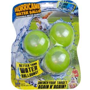 prime time toys hurricane reusable water balls – 3-pack reusable water balloons for kids age 5+ – silicone water balloons with self sealing quick fill, refillable water balloons, safe no magnets