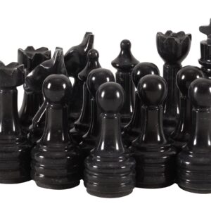 Radicaln Marble Chess Pieces Black and Coral 3.5 Inch King Figures Handmade 32 Chess Figures - Suitable for 16-20 Inch Chess Game - Board Games